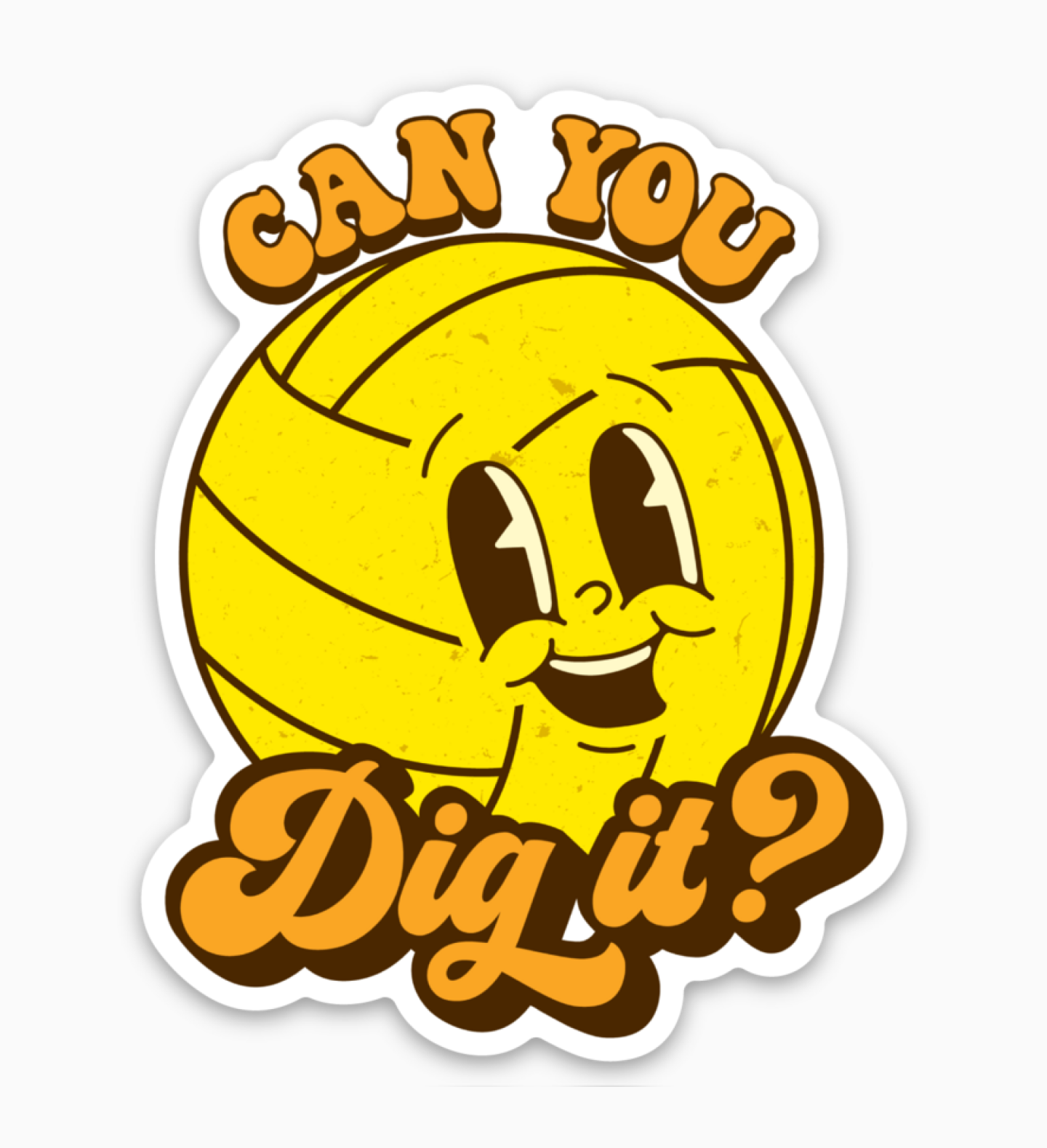 Can You Dig It? Cartoon Volleyball Sticker | Volleyballa