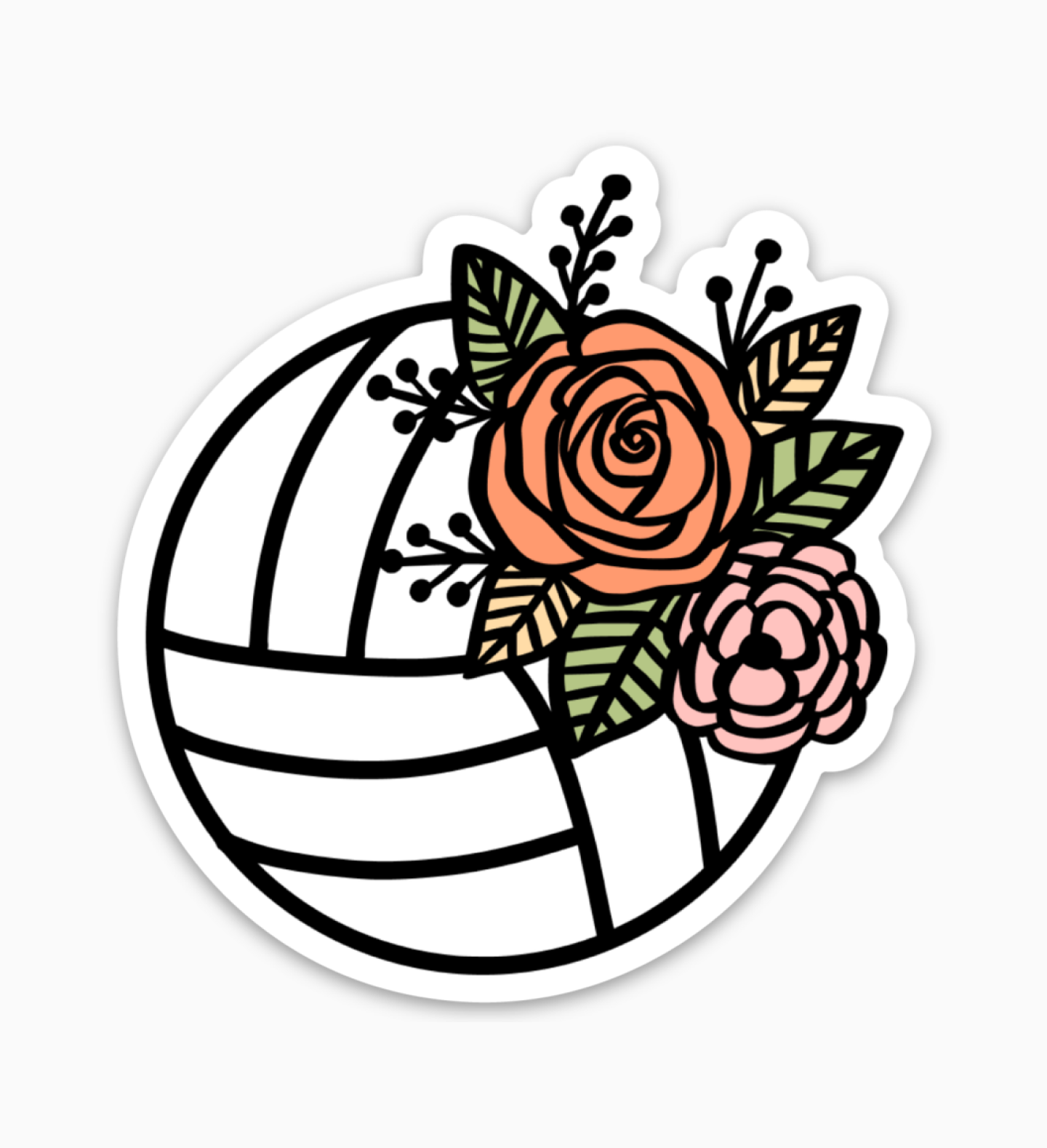 Cute Volleyball Flower Sticker | Volleyballa