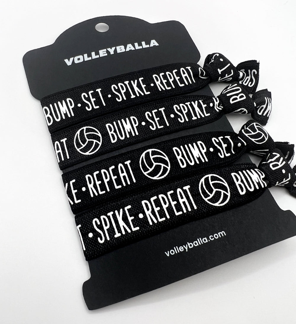 'Bump, Set, Spike, Repeat' Hair Tie Pack of 4 | Volleyball Hair Gear