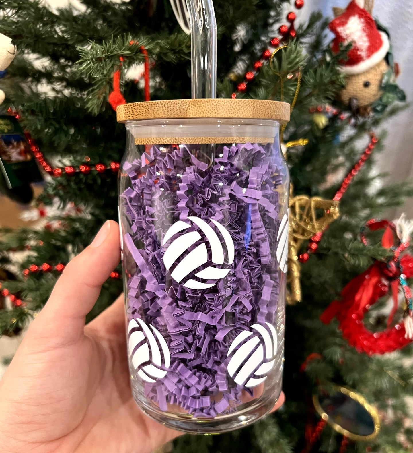 Volleyball Pattern Glass Coffee Cup | Volleyball Gift | Volleyballa