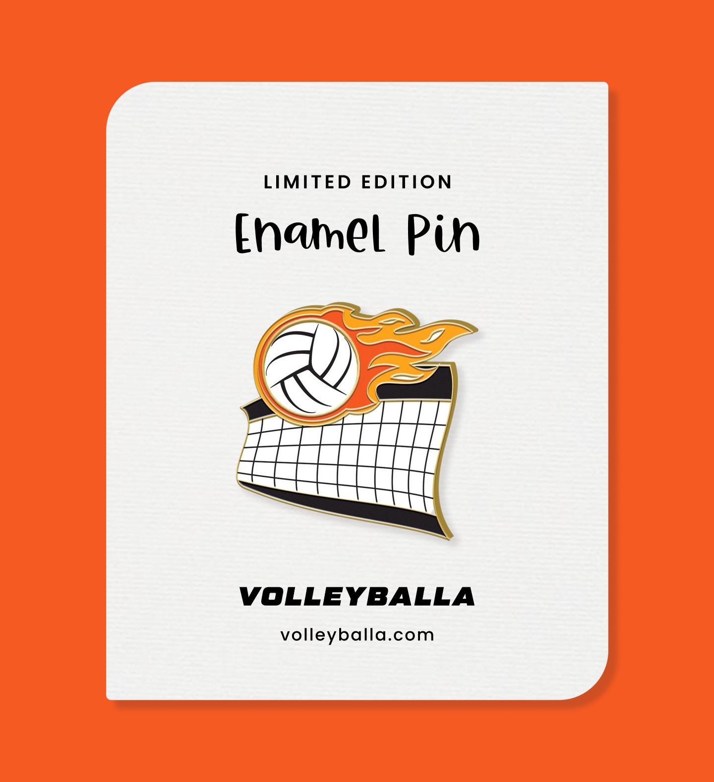 Volleyball Net Flame Enamel Pin | Backpack Pins | Volleyballa